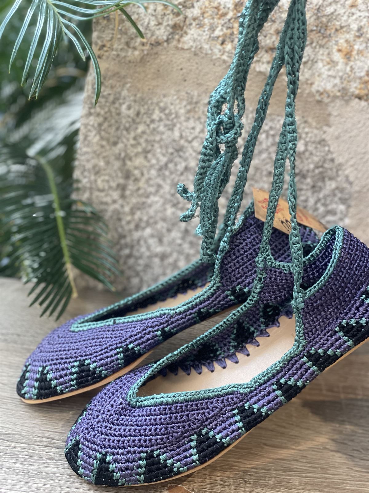 Bailarinas Crochet Mujer Artesanas Plantilla en Cuero